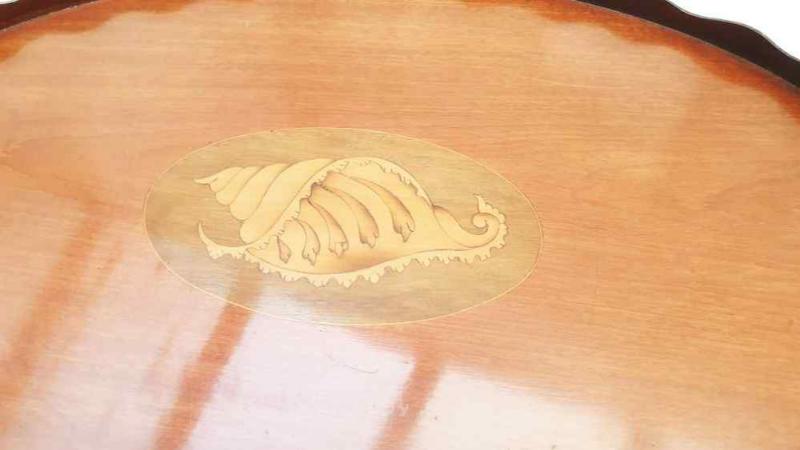 Edwardian Mahogany Serving Tray, Shell Inlay and Brass Handles ...