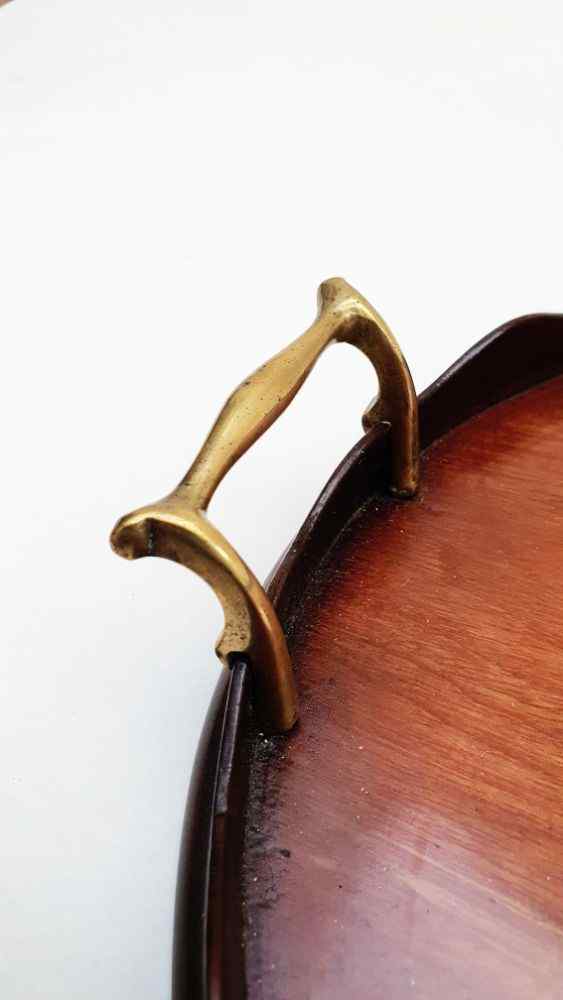Edwardian Mahogany Serving Tray, Shell Inlay and Brass Handles ...